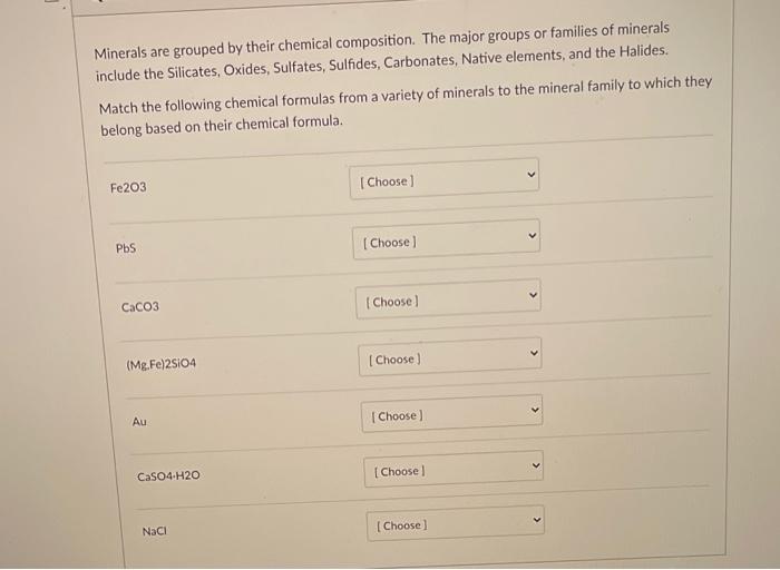 Solved Minerals are grouped by their chemical composition. | Chegg.com