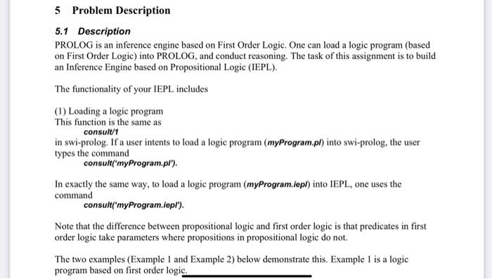 Solved 5.1 Description PROLOG is an inference engine based | Chegg.com