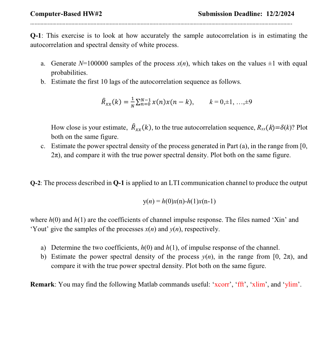 Solved Computer-Based HW#2Submission Deadline: 12/2/2024Q-1: | Chegg.com