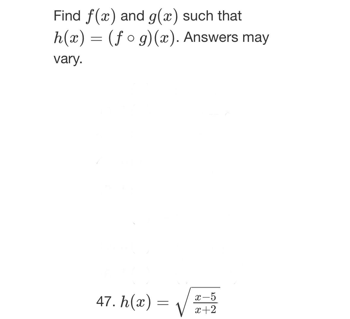 Solved Find F X ﻿and G X ﻿such That H X F G X