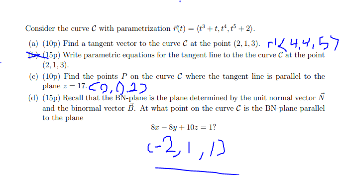 Solved Consider the curve C ﻿with parametrization | Chegg.com