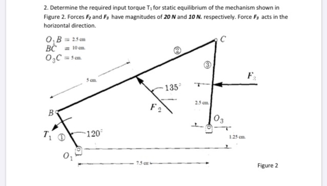 2. Determine the required input torque T; for static | Chegg.com