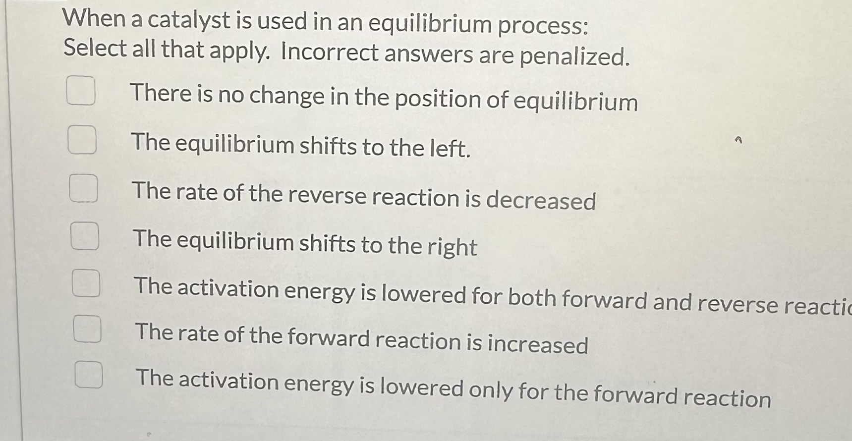 Solved When a catalyst is used in an equilibrium | Chegg.com