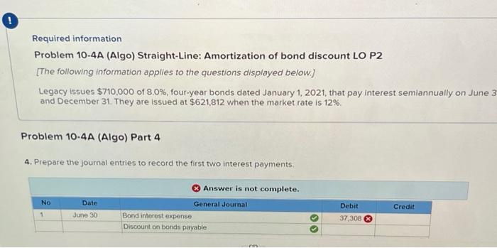 Solved Problem 10-4A (Algo) Straight-Line: Amortization of | Chegg.com