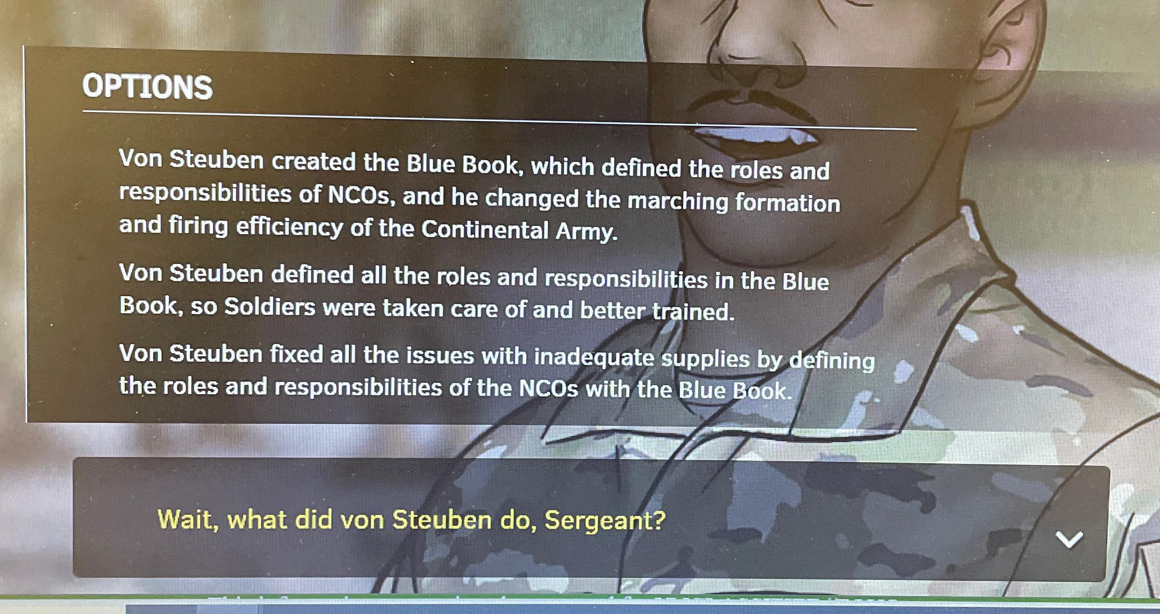 Solved OPTIONSVon Steuben created the Blue Book, which | Chegg.com
