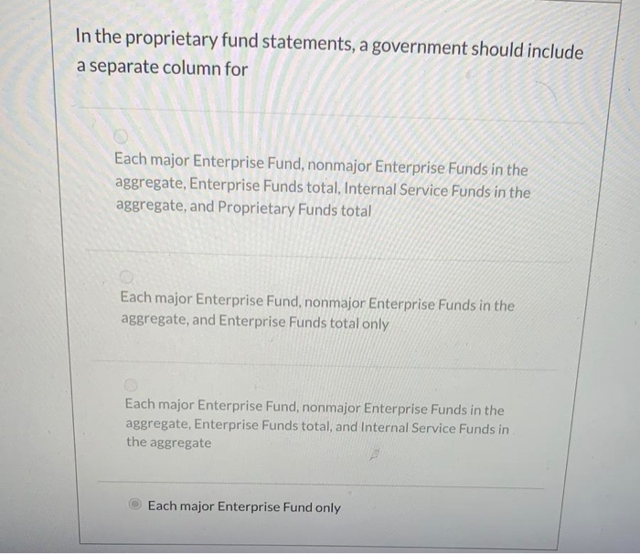 Solved In the proprietary fund statements, a government | Chegg.com