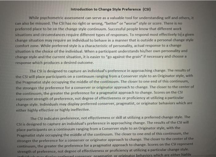 Solved Q2. Perceptions of Preferred Change Preference It is | Chegg.com