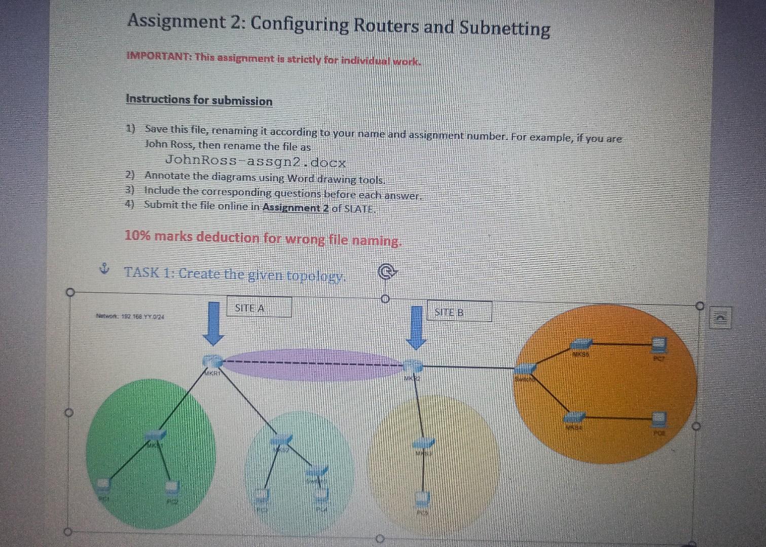Assignment 2: Configuring Routers and Subnetting | Chegg.com