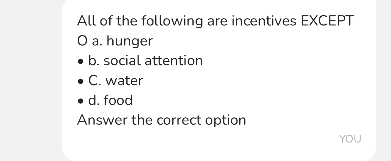 Solved All of the following are incentives EXCEPTa. | Chegg.com