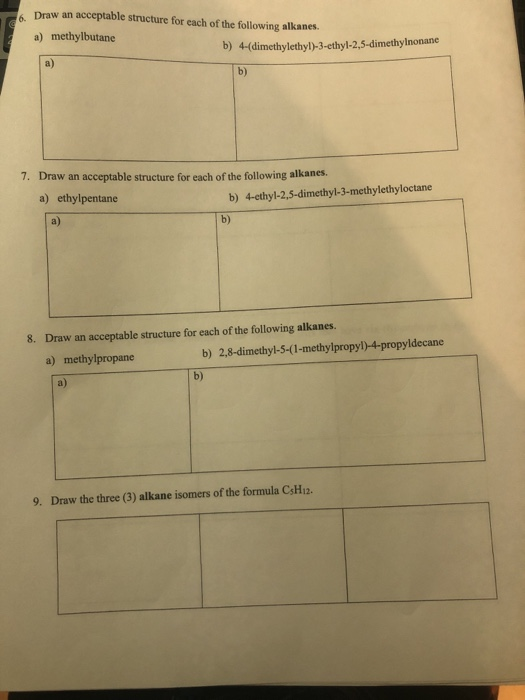 Solved 6 Draw an acceptable structure for each of the | Chegg.com