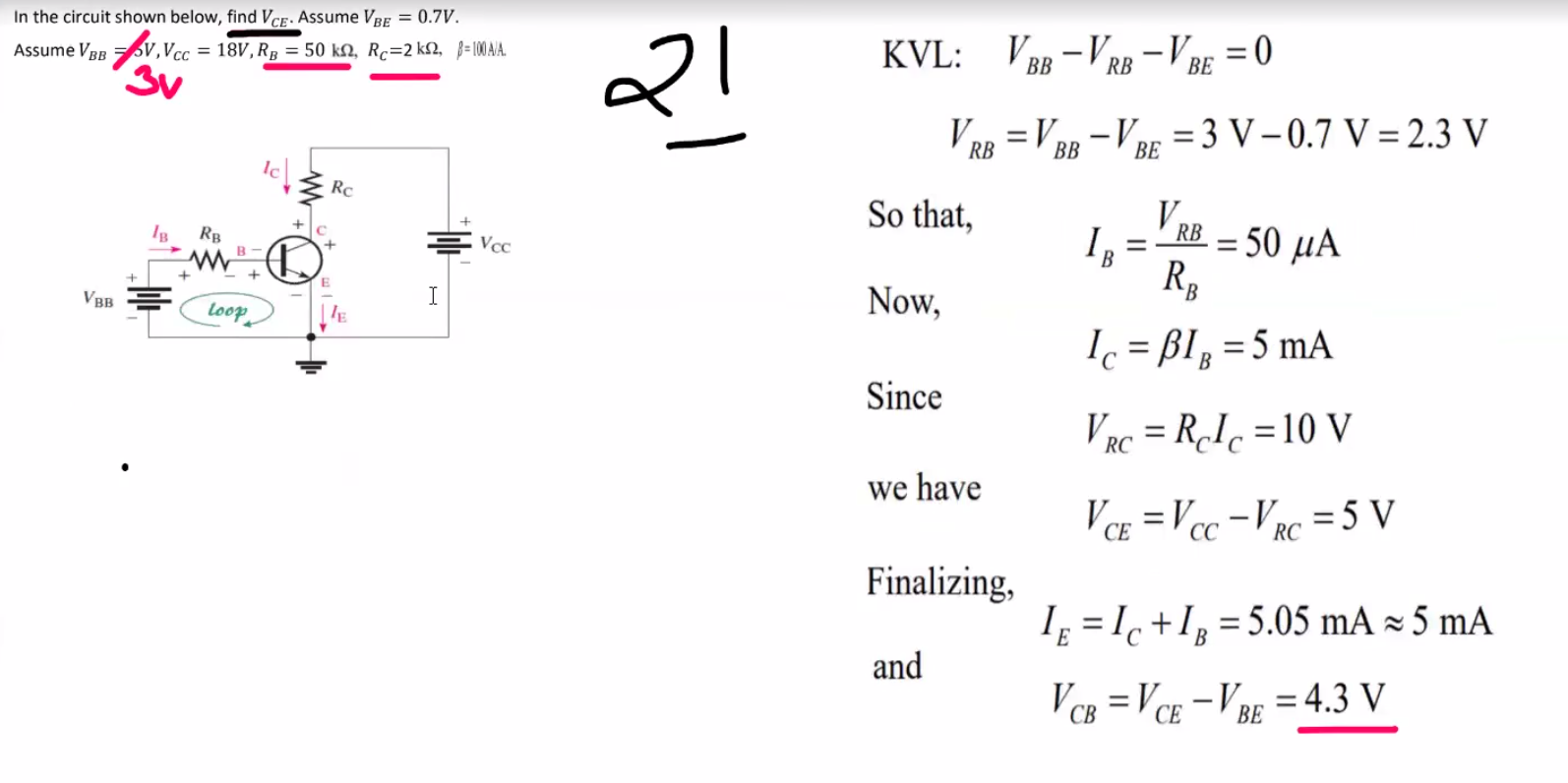 Solved In the circuit shown below, find VCE. ﻿Assume | Chegg.com