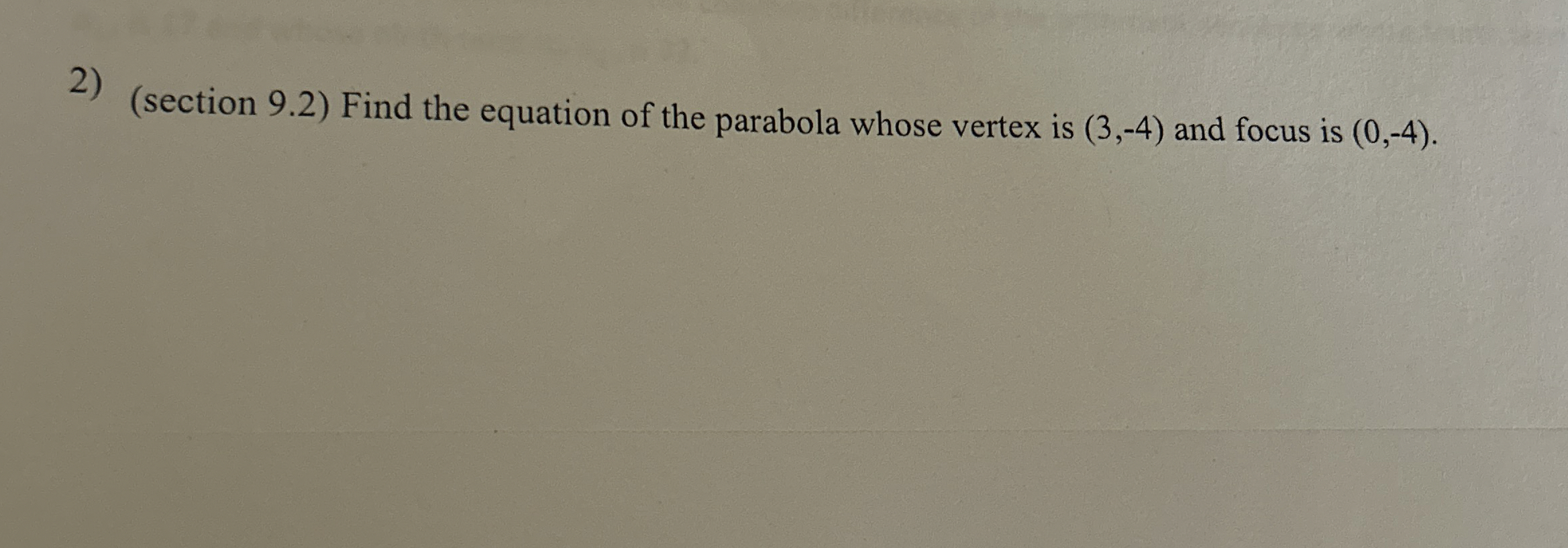 (section 9.2) ﻿Find the equation of the parabola | Chegg.com