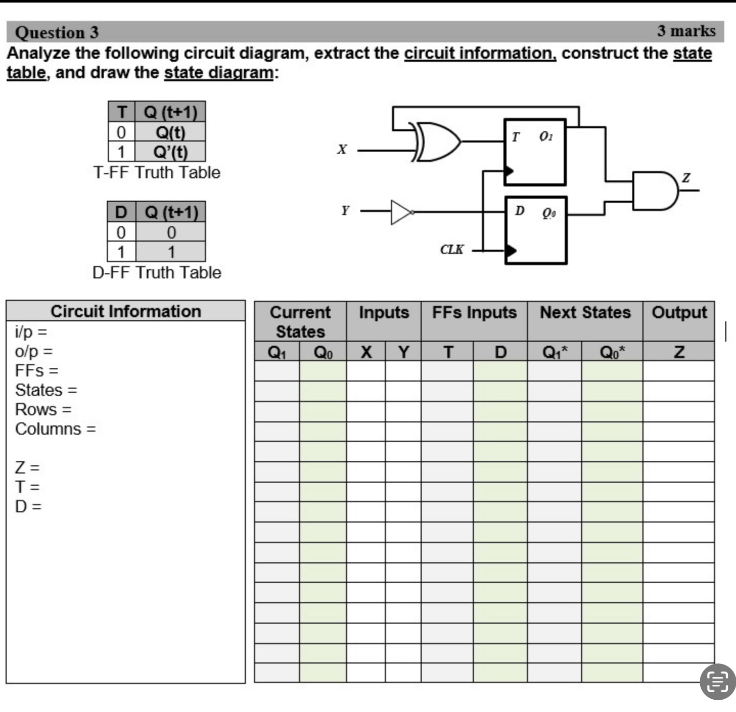 Solved Question 33 ﻿marksAnalyze the following circuit | Chegg.com