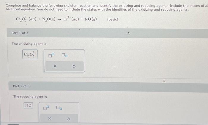 Solved Complete and balance the following skeleton reaction | Chegg.com