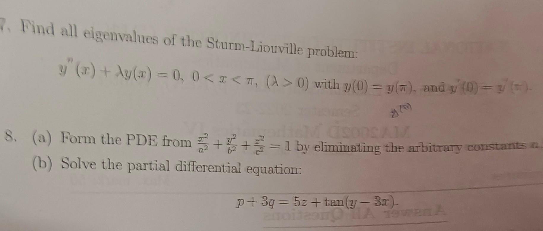 Solved Find all eigenvalues of the Sturm-Liouville problem: | Chegg.com