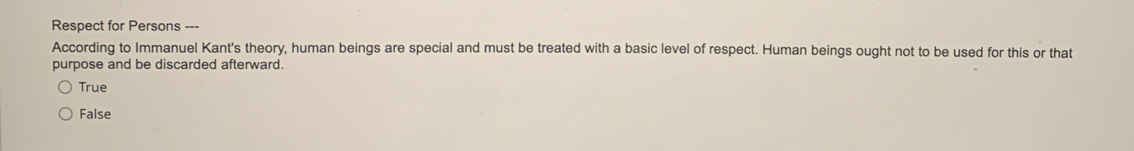 Solved Respect for Persons ---According to Immanuel Kant's | Chegg.com