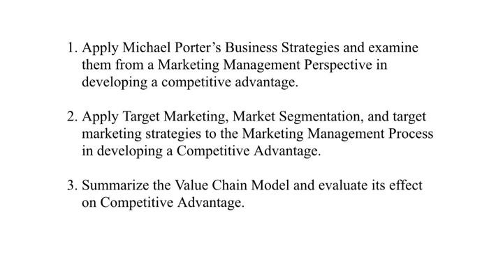 Solved 1. Apply Michael Porter's Business Strategies and | Chegg.com