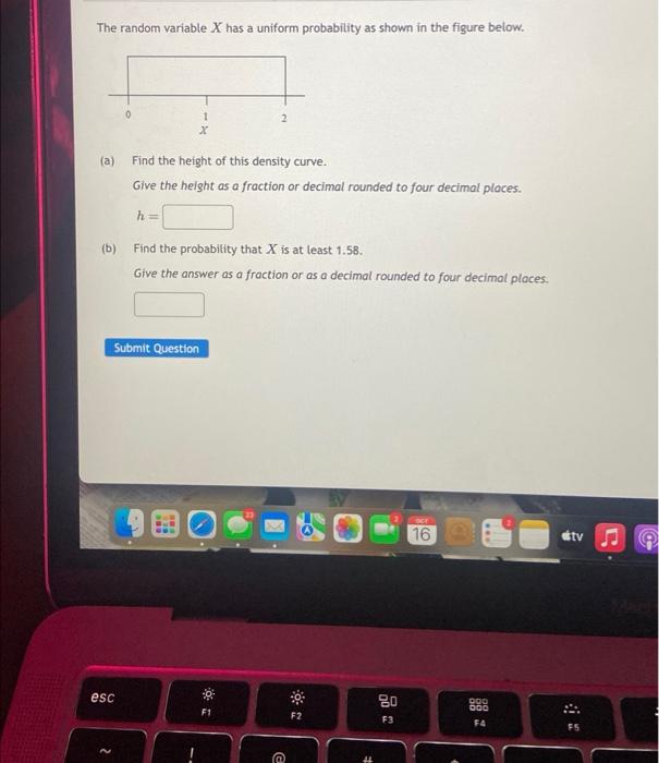 Solved The random variable X has a uniform probability as | Chegg.com