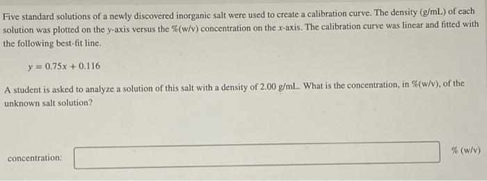 Solved Five standard solutions of a newly discovered | Chegg.com