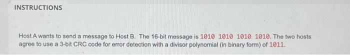 Solved INSTRUCTIONS Host A wants to send a message to Host | Chegg.com