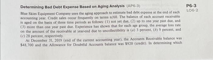 Solved Determining Bad Debt Expense Based on Aging Analysis | Chegg.com