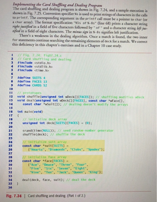 Solved Implementing the Card Shuffling and Dealing Program | Chegg.com