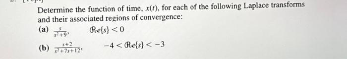 Solved Determine the function of time, x(t), for each of the | Chegg.com