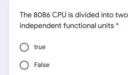 Solved The 8086 CPU is divided into two independent | Chegg.com