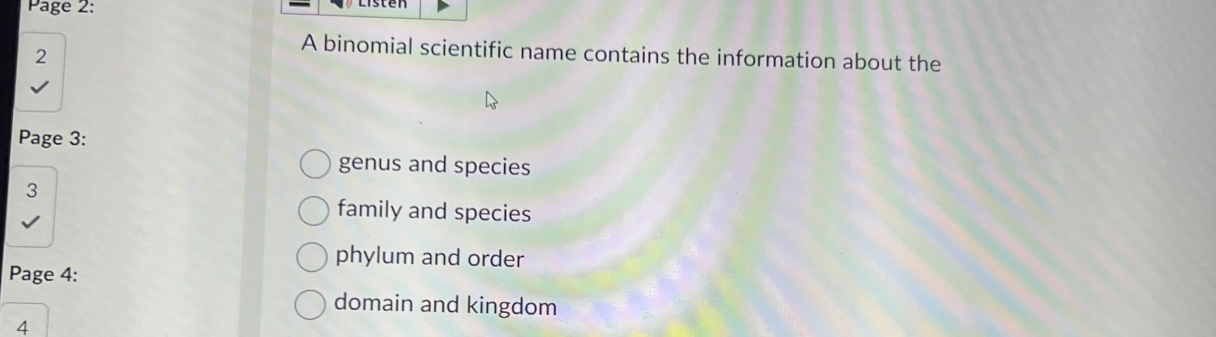 Solved A binomial scientific name contains the information | Chegg.com