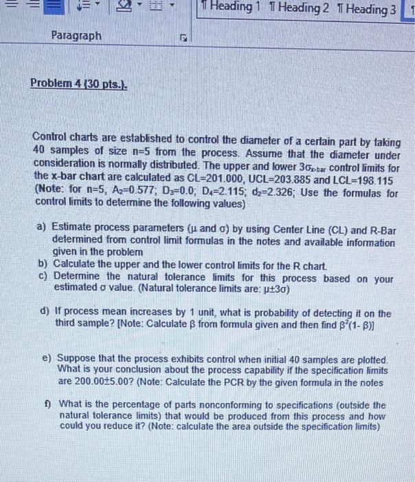 Solved Control charts are established to control the | Chegg.com