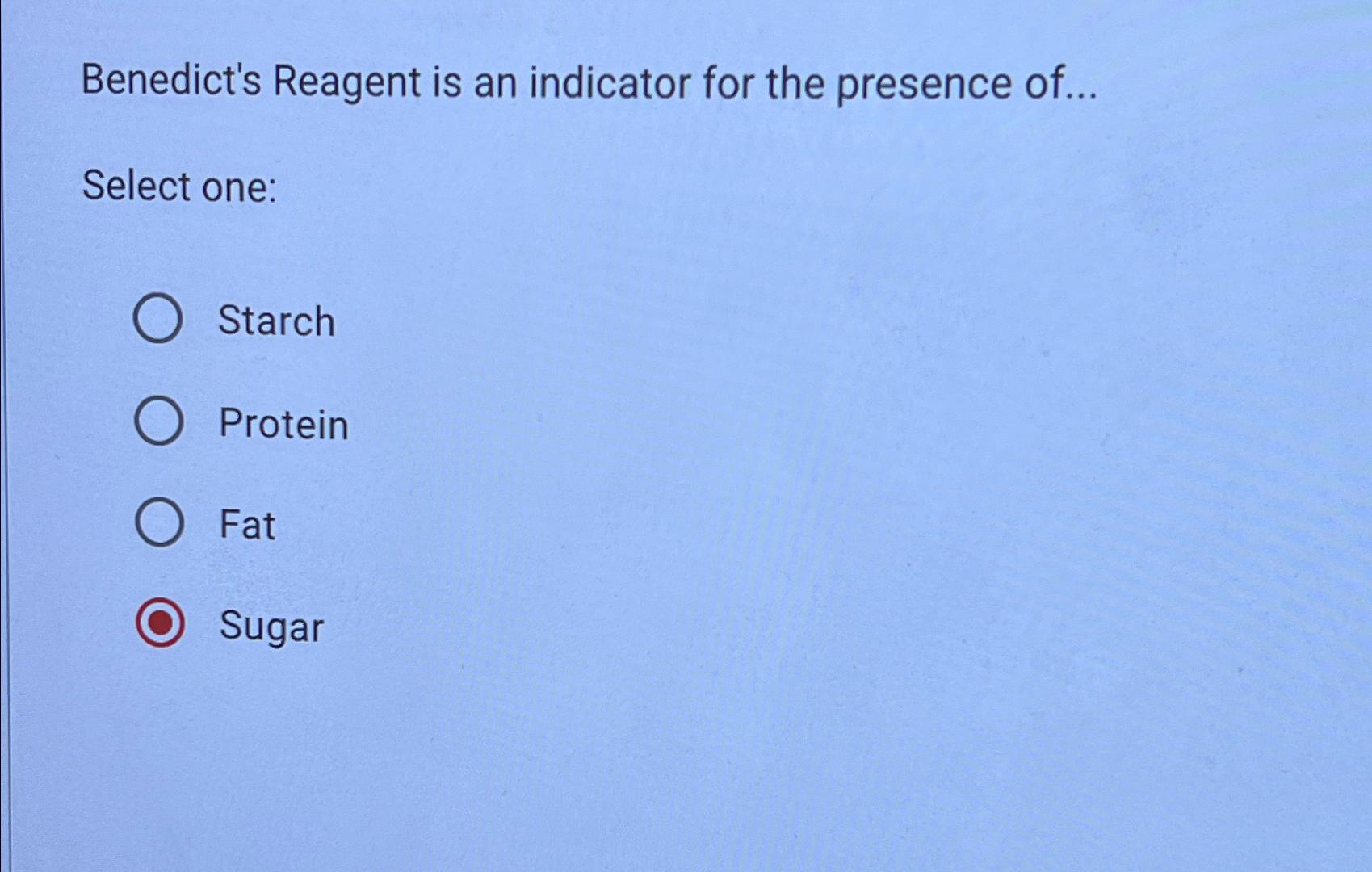 Solved Benedict's Reagent is an indicator for the presence | Chegg.com
