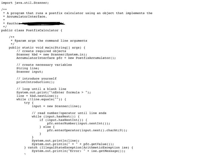Solved Postfix Accumulator (Using a Stack) Summary Create a | Chegg.com