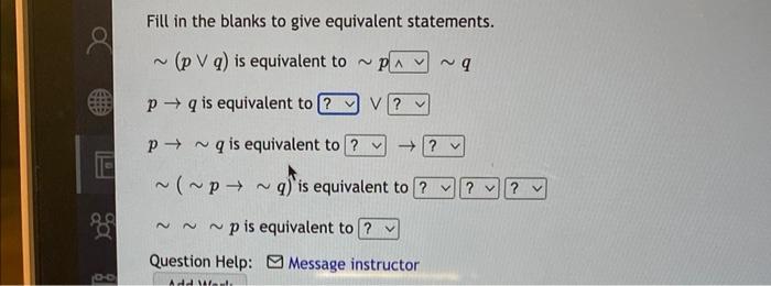 Solved Fill in the blanks to give equivalent statements. | Chegg.com