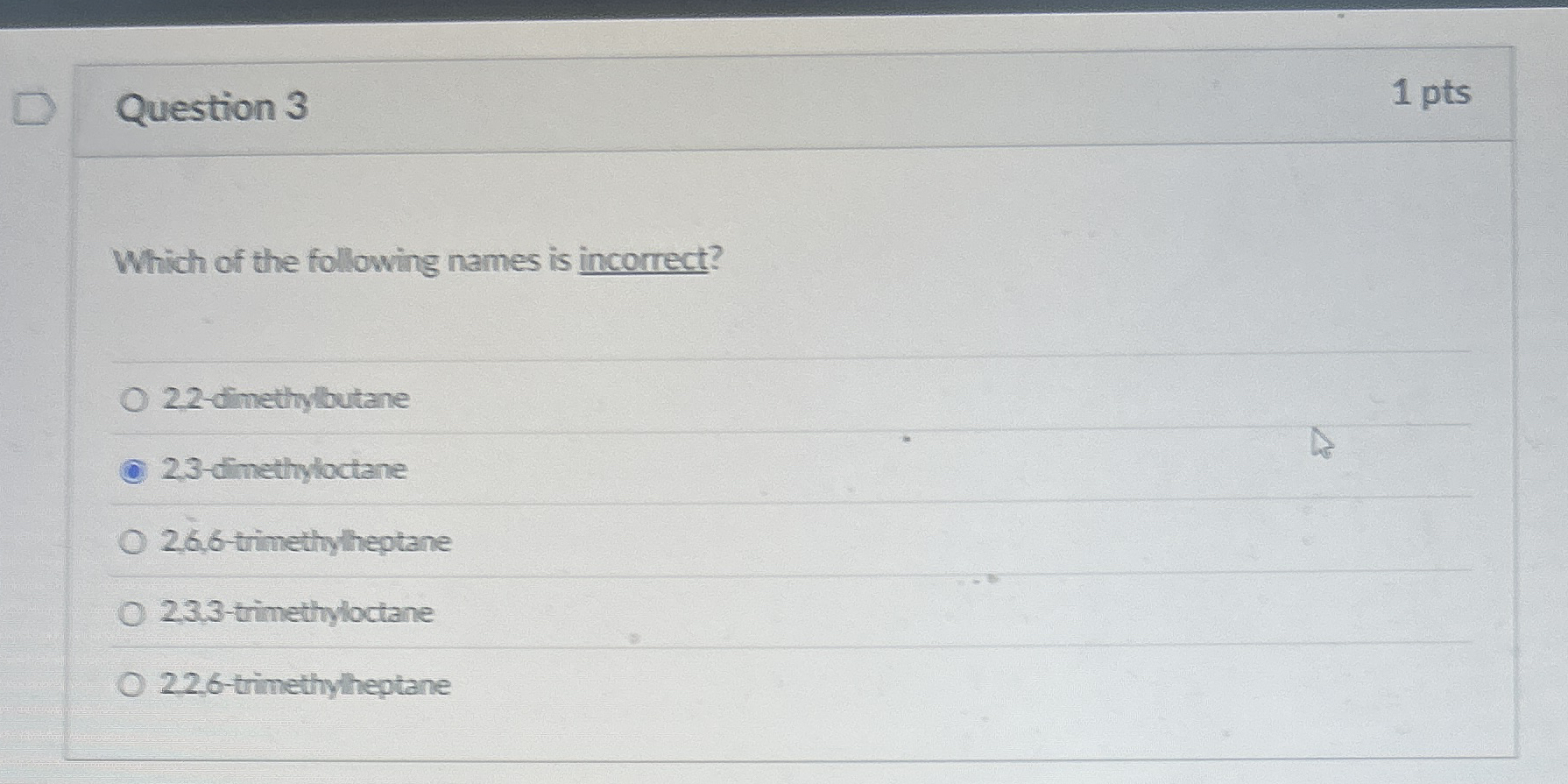 Solved Question 31 ﻿ptsWhich of the following names is | Chegg.com