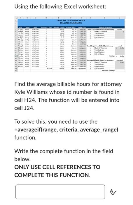 Solved Using the following Excel worksheet: Find the average | Chegg.com