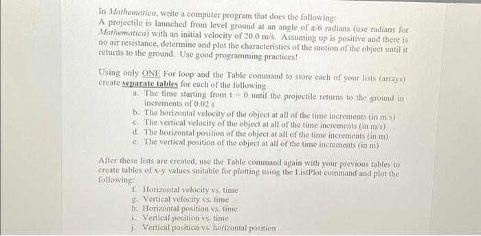 Solved In Mathematica, write a computer program that does | Chegg.com