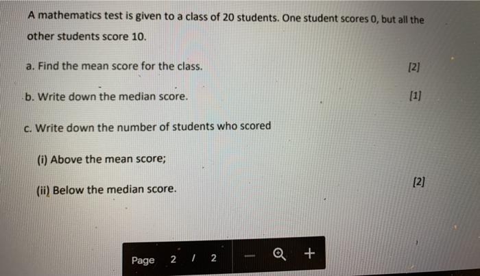 Solved A mathematics test is given to a class of 20 | Chegg.com