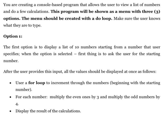 Solved You are creating a console-based program that allows | Chegg.com