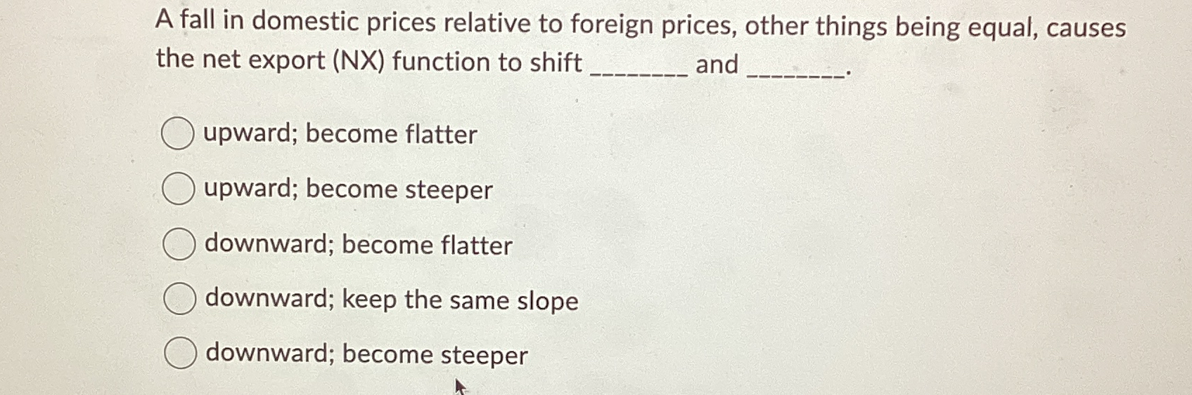 Solved A fall in domestic prices relative to foreign prices, | Chegg.com