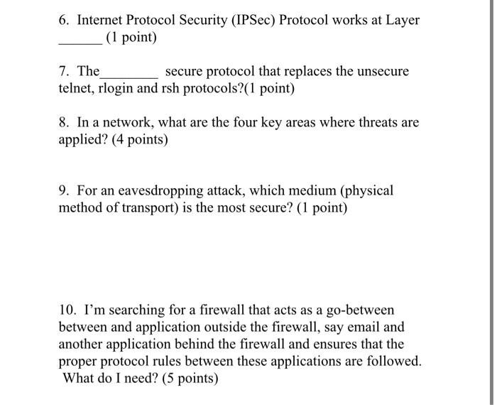 Solved 6. Internet Protocol Security (IPSec) Protocol works | Chegg.com