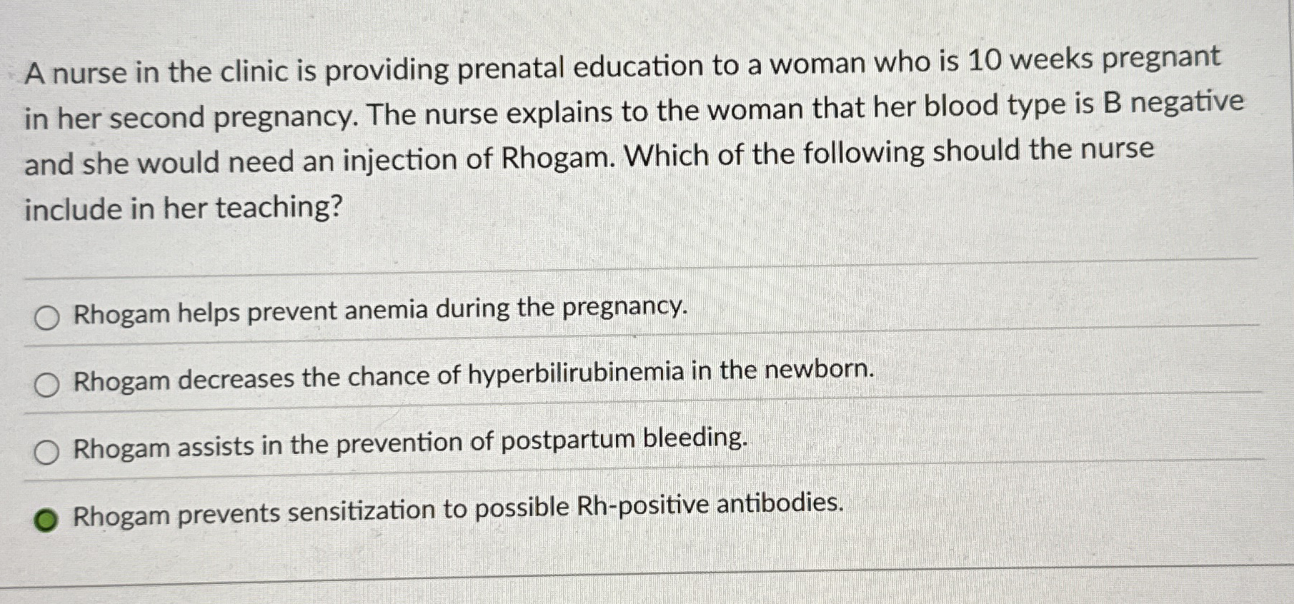 Solved A nurse in the clinic is providing prenatal education | Chegg.com