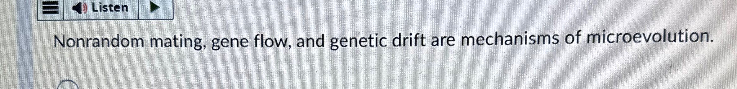Solved ListenNonrandom mating, gene flow, and genetic drift | Chegg.com