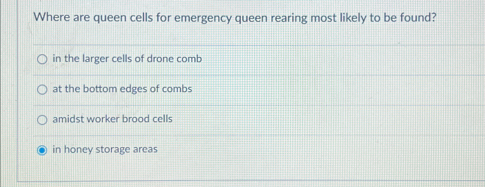 Solved Where are queen cells for emergency queen rearing | Chegg.com
