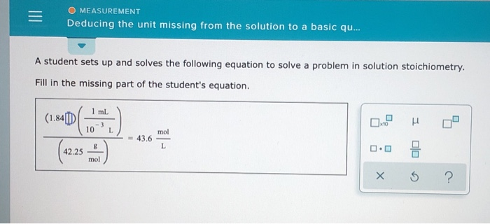 Solved O MEASUREMENT Deducing the unit missing from the | Chegg.com
