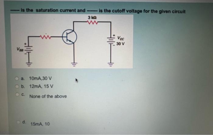 Solved is the saturation current and is the cutoff voltage | Chegg.com