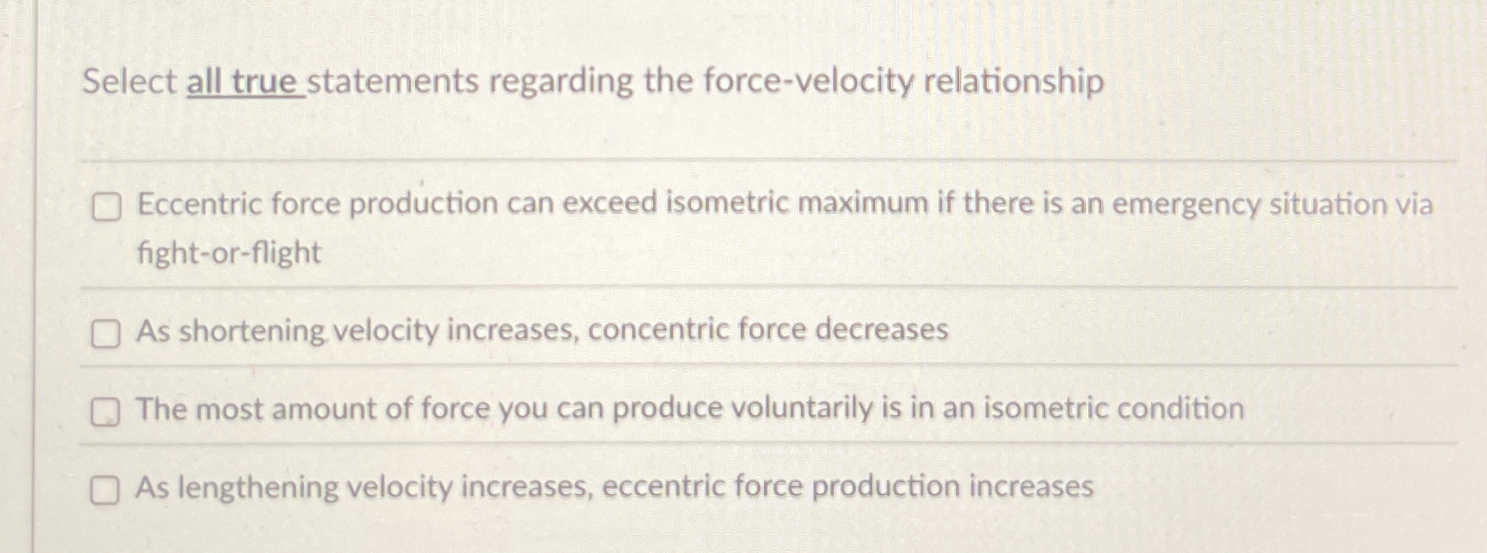 Solved Select all situations where eccentric force > | Chegg.com