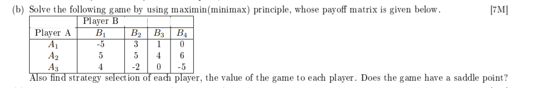 Solved (b) Solve the following game by using | Chegg.com