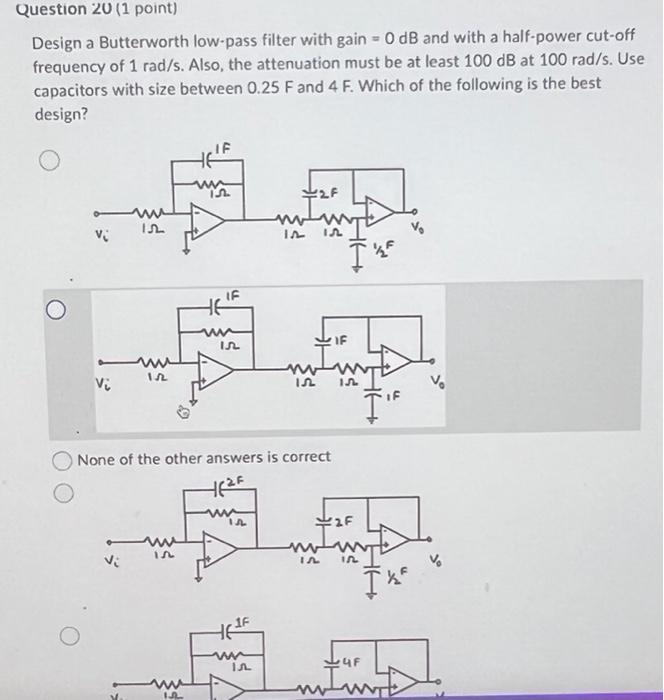 Solved Design a Butterworth low-pass filter with gain =0 dB | Chegg.com