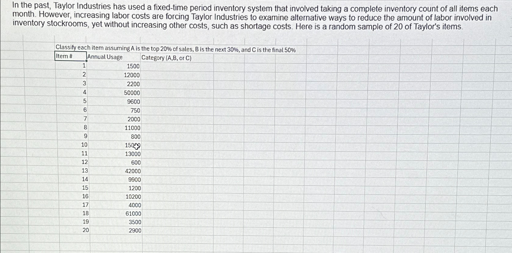 Solved In the past, Taylor Industries has used a fixed-time | Chegg.com