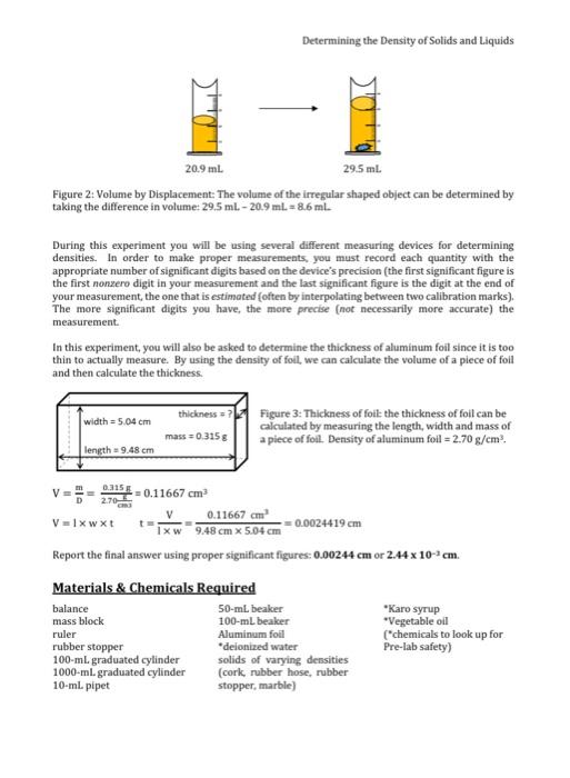 Determining the Density of Solids and Liquids | Chegg.com